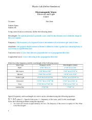 Lab 6 Electromagnetic Waves Online Docx Physics Lab Online Simulation Electromagnetic Waves