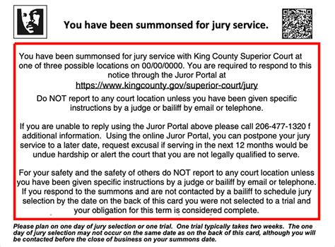 Respond To Your Jury Summons Superior Court King County Washington
