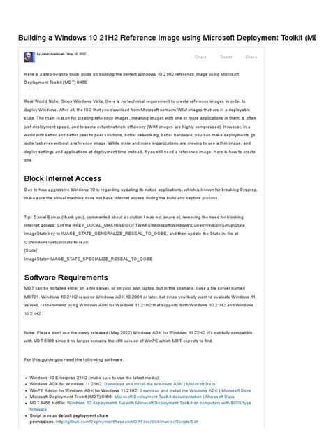 Building A Windows 10 21h2 Reference Image Using Microsoft Deployment