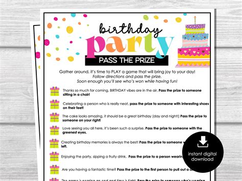 Printable Pass The Prize Game All Free Printables