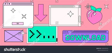 Retro Vaporwave Desktop Message Boxes User Stock Vector Royalty Free Shutterstock