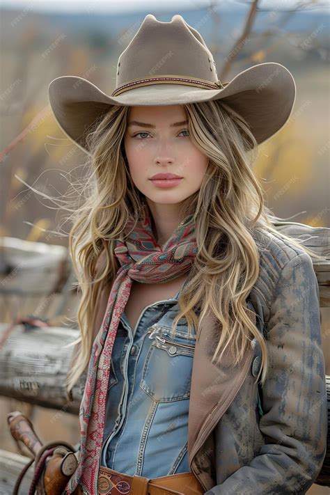 Premium Photo Confident Western Cowgirl Posing In Classic Attire