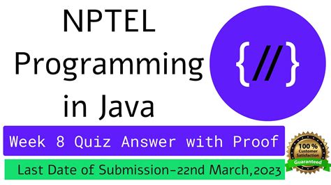 Nptel Programming In Java Week 8 Quiz Answers With Detailed Proof Of Each Answer Youtube