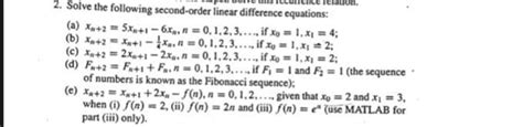 Solve The Following Second Order Linear Difference