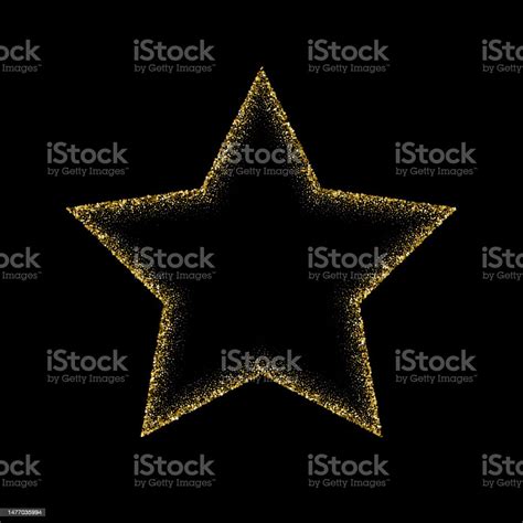 밝은 글로우 조명 효과 벡터 삽화와 함께 반짝이로 만든 별 모양의 골드 프레임 소용돌이 포털을 위한 고급 금속 먼지의 추상 황금 테두리 검은색 배경에 장식 왕실 상 1위에