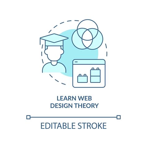 Learn Web Design Theory Turquoise Concept Icon Gain Knowledge Becoming Web Designer Abstract