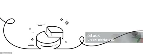 Pie Chart Line Icon Presentation 3d Graph Sign Continuous Line With Curl Vector Stock