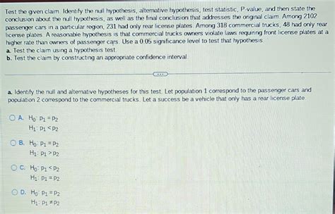 solved test the given claim identify the null hypothesis