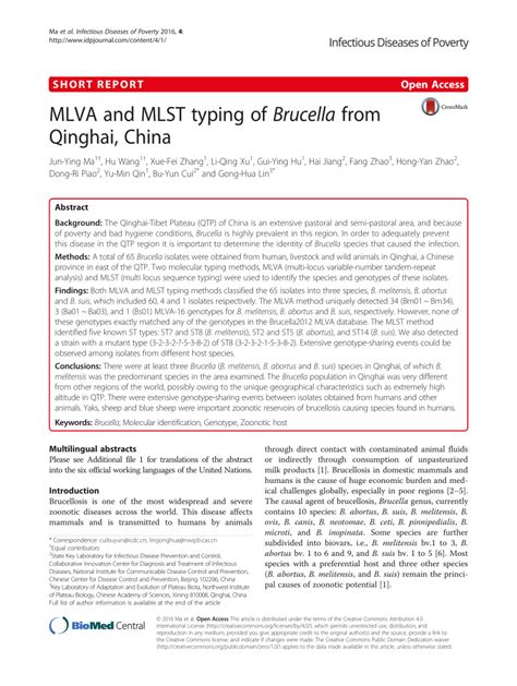 Pdf Mlva And Mlst Typing Of Brucella From Qinghai China