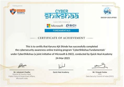Karuna Shinde On Linkedin Cybersecurity Cybershikshaa Microsoft Dsci Quickhealacademy