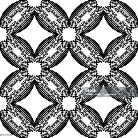 부족 기하학적 그리스어 벡터 원활한 패턴입니다 흑백 장식 배경입니다 흰색에 고립 된 디자인 형상 모양 원 하프톤 점 마름모 및 선 그리스 키 메 나 즈 장식 0명에 대한