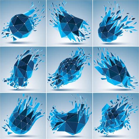 Premium Vector Vector Dimensional Wireframe Luminescent Objects