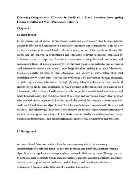 Enhancing Computational Efficiency In Credit Card Fraud Detection