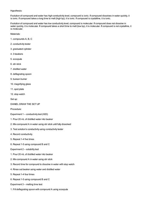 Solution Chemistry Lab Classifying Unknown Substances Essay Sample
