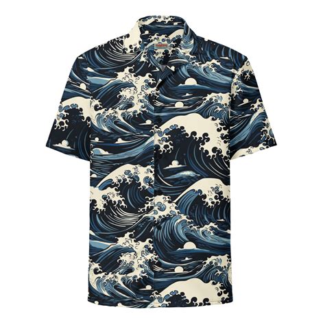 Tsunami Splash Island Button Up Shirt Liberty Maniacs