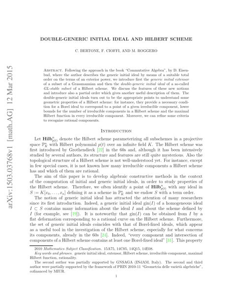 Pdf Double Generic Initial Ideal And Hilbert Scheme