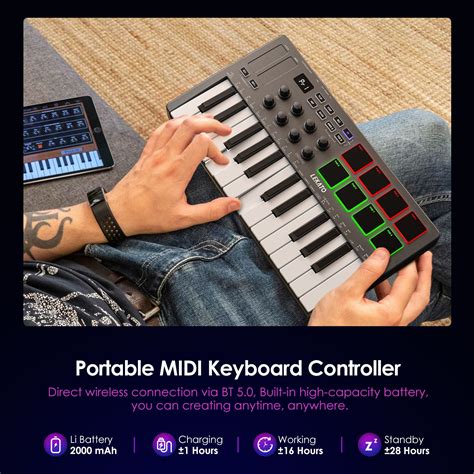 Lekato 25 キー Midi キーボード コントローラー Usb 8 Rgb バックライト付き Cubesuite ソフトウェア Lekato Buy Musical