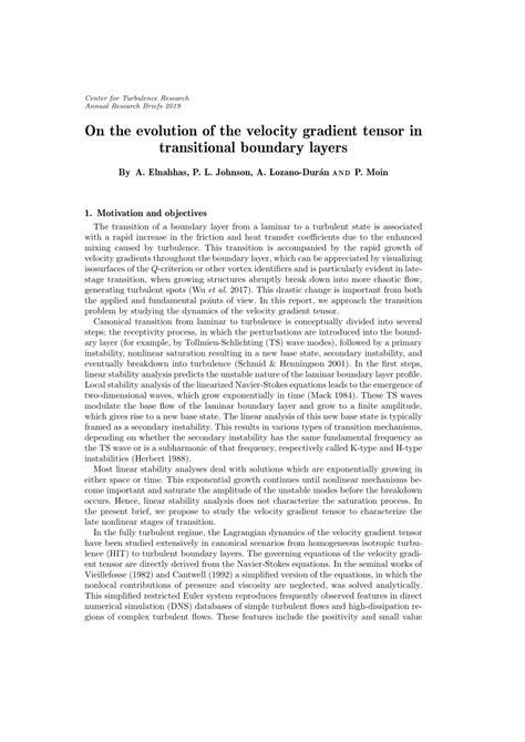 Pdf On The Evolution Of The Velocity Gradient Tensor In Transitional