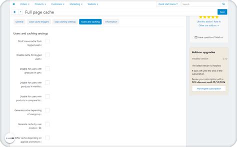 Full Page CACHE Addon For Online Stores CS Cart