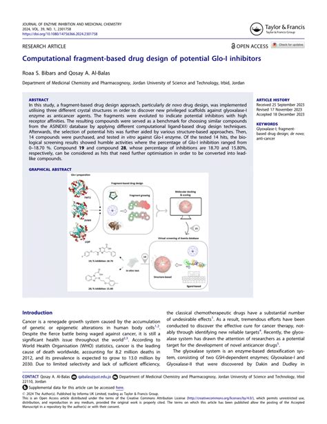 Pdf Computational Fragment Based Drug Design Of Potential Glo I Inhibitors