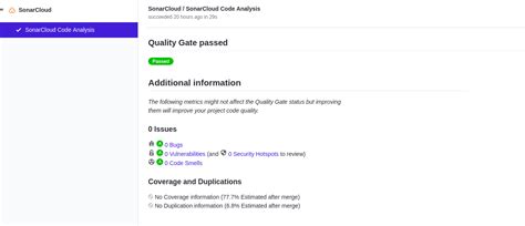 block pr merge if the coverage is less sonarqube cloud sonar community