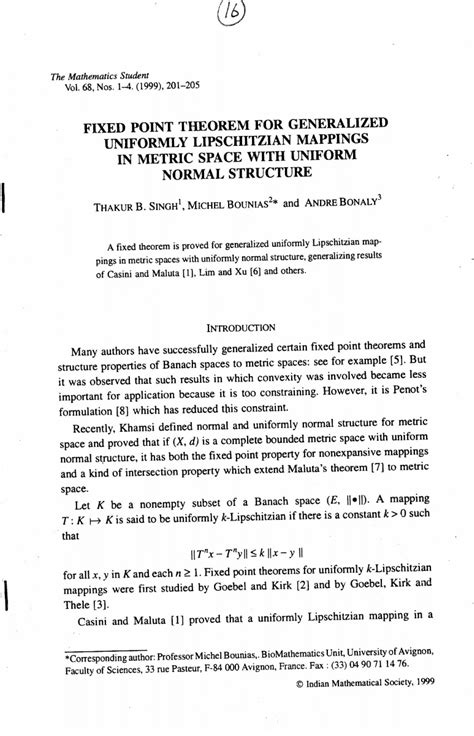 Pdf Fixed Point Theorems For Generalized Uniformly Lipschitzian