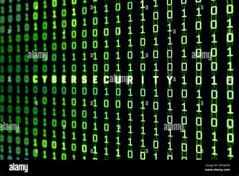 Cyber Security Concept Cybersecurity Word On Binary Code Background Of