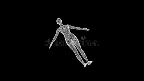3d Woman Body Model Consisting Of Particles And Dots Rotates 3 Axes 60 Fps Science Concept
