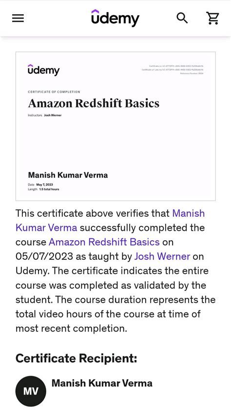 manish verma on linkedin thankyou redshift udemycourse udemy