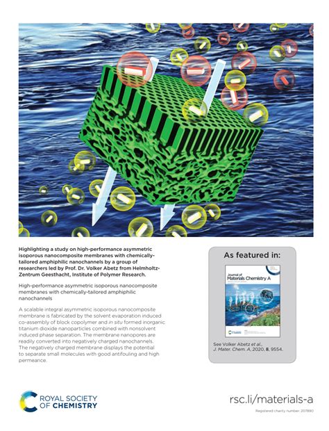 Pdf High Performance Asymmetric Isoporous Nanocomposite Membranes With Chemically Tailored