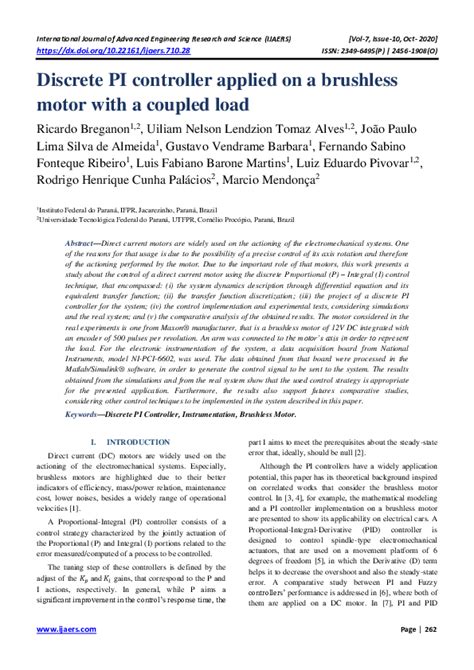 pdf discrete pi controller applied on a brushless motor with a coupled load