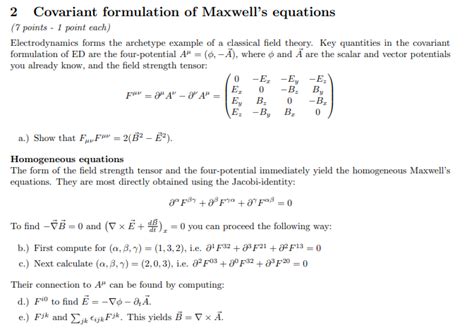 Solved 2 Covariant Formulation Of Maxwells Equations 7