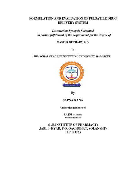 Formulation And Evaluation Of Pulsatile Drug Delivery System Download Free Pdf Tablet
