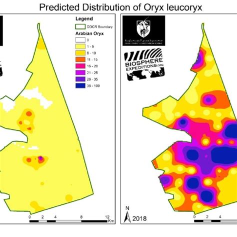 3b Arabian Oryx Distribution 2017 Vs 2018 Predicted Distribution