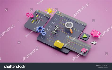 Programmer Developer Typing Script Source Languages Stock Illustration