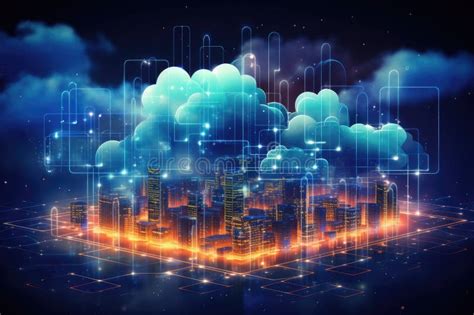 Cloud Computing Transfer Big Data On Internet Futuristic Digital