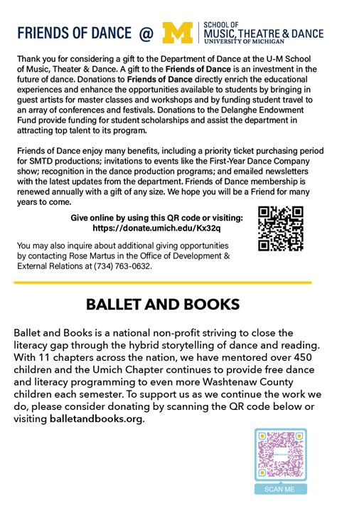 Current Dance Student Information - University of Michigan School of ...