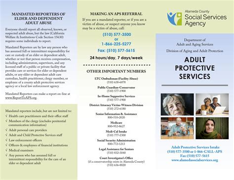 Adult Protective Services English Tri Fold Brochure By Alameda County