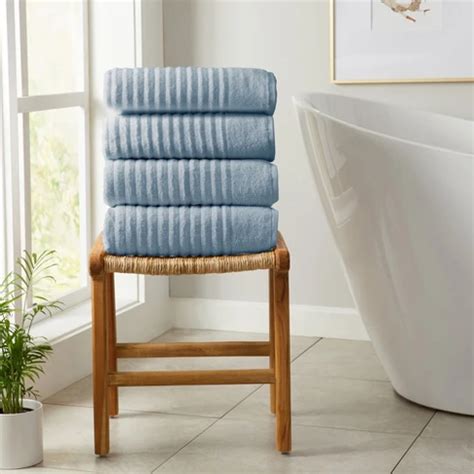 Combed Cotton Ribbed Texture Towel Set Great Bay Home 4 Pack Bath