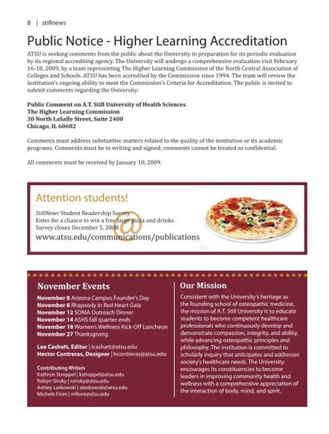 Public Notice Higher Learning Accreditation At Still University