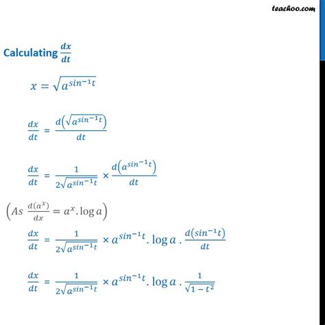 Ex Show That Dy Dx Y X If X Root A Sin T