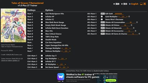 Tales Of Graces F Remastered Trainer Fling Trainer Pc Game Cheats