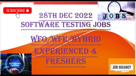Software Testing Job Vacancy On 28th Dec 2022 Qa Jobs Manual Testing Software Testing Job