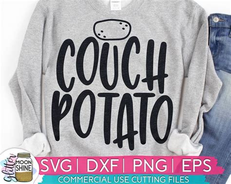 Couch Potato Svg Eps Dxf Png In 2024 Couch Potato Dxf Svg
