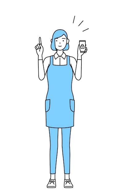 Premium Vector A Woman In An Apron Taking Security Measures For His Phone