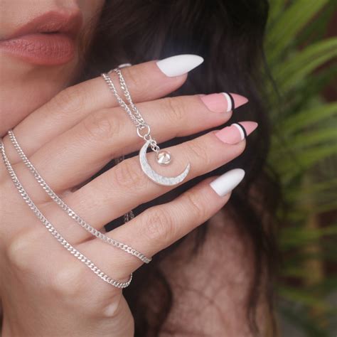 Hammered Sterling Silver Crescent Moon Necklace Dainty Celestial