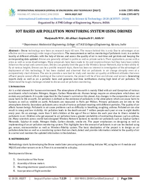 pdf irjet iot based air pollution monitoring system using drones irjet journal