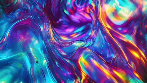 Dynamic Abstract Background With Swirling Liquid Patterns And Colorful Light Refraction Stock