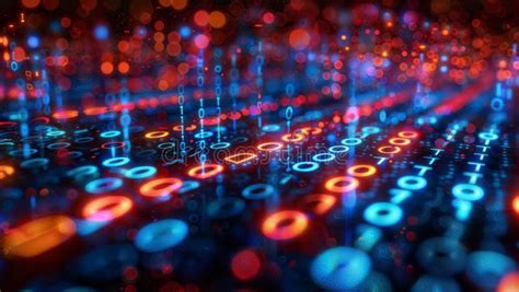 Binary Code In Red And Blue Data Flow Cybersecurity Generative Ai