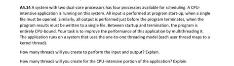 solved a4 14 a system with two dual core processors has four